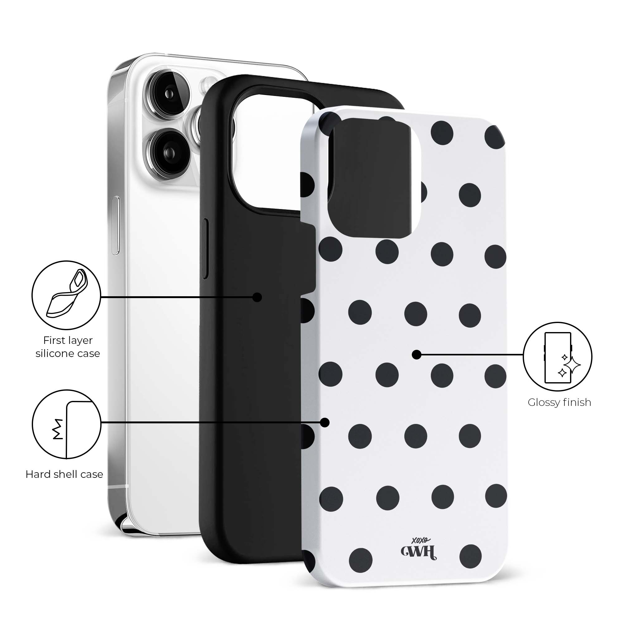 xoxo Wildhearts Polka Dots (White) MagSafe - Double Layer - iPhone 13 ...